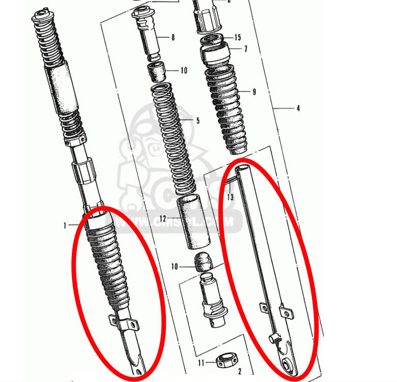 L + R half slide pipe HONDA DAX ST50 - ST70 - De Bondt